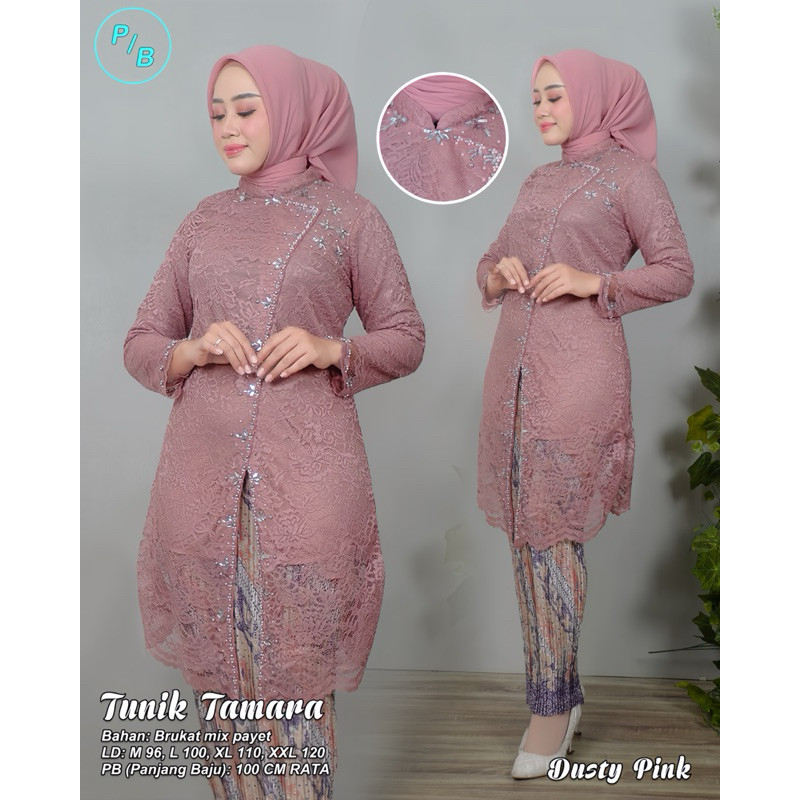 Jual Kebaya Modern Setelan Tunik Brukat Payet Tamara Set Rok Plisket Batik Baju Kondangan Wisuda ...