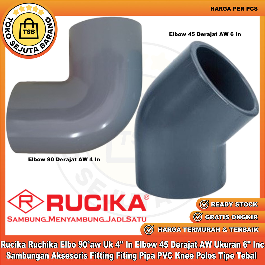 Jual Rucika Knee Knie Polos Elbow 45 Derajat AW Ukuran 6" Inchi Inch ...