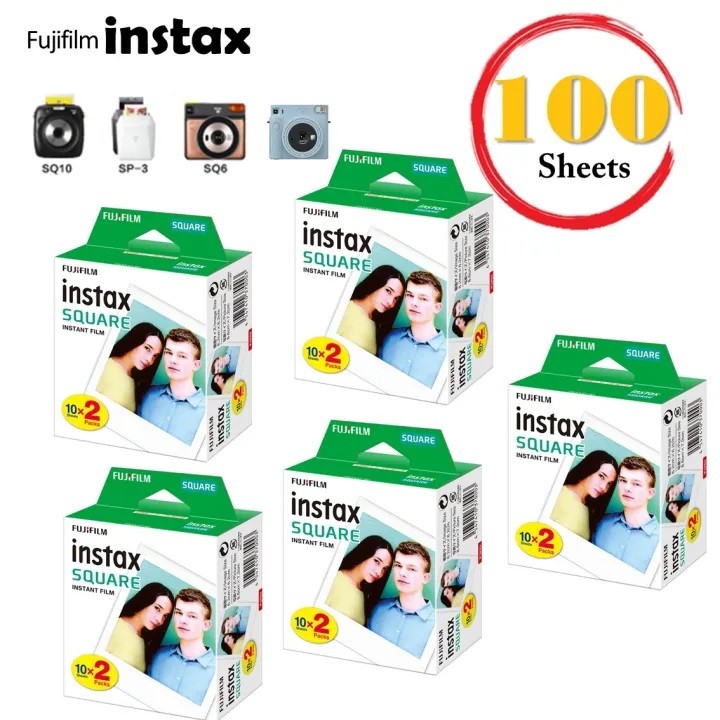 Jual Fujifilm Instax Square film White Edge Photo Paper 10-100 Sheets ...