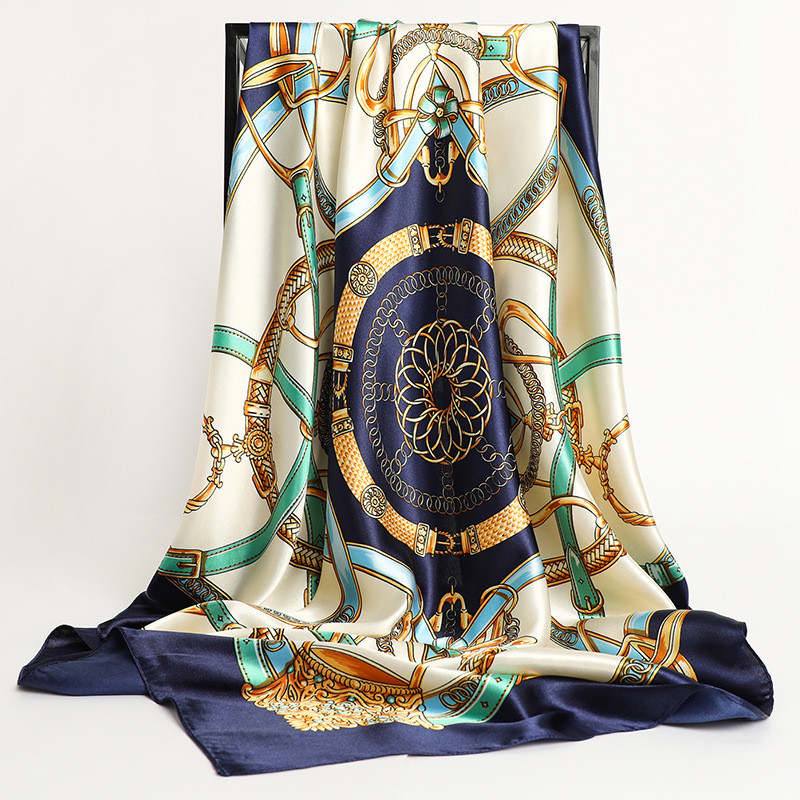 Jual Handkerchiefs Hair Silk Scarf 90*90cm Print Satin Big Square Silk ...