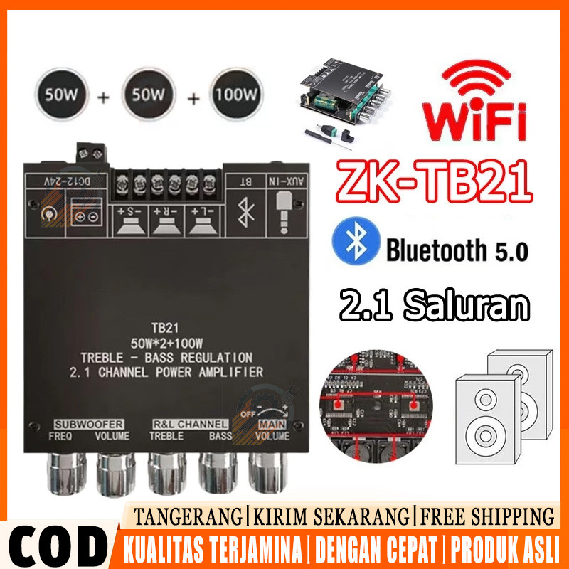 Jual ZK-TB21 Amplifier Bluetooth 2.1 Channel 50W*2+100W // Modul Penguat Daya Digital Bass Kuat ...