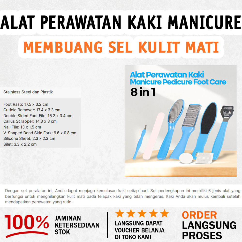Jual Alat Manicure Pedicure Perawatan Kaki Set 8 in 1 Bahan Stainless ...