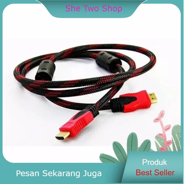 Jual Kabel HDMI To HD-MI 1,5 m 1,5m 1.5 Meter Laptop Ke TV CCTV Nylon Serat Jaring PS 3 4 3D ...