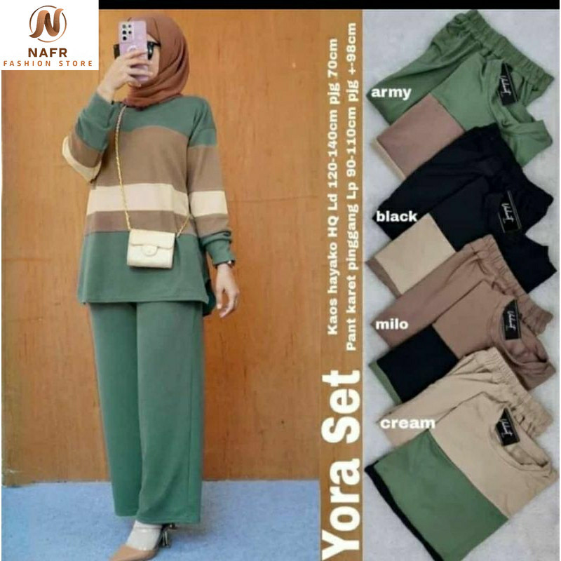 Jual Yora Set Premium Setelan Wanita model elegan Setelan Yora Crinkle Airflow By Nafr_fashion ...