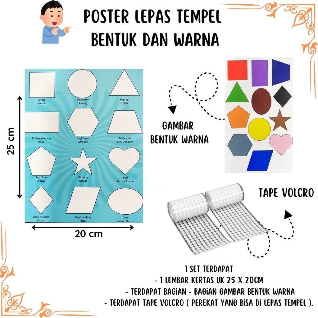 Jual Poster Interaktif - Poster Lepas Tempel Bentuk Dan Warna - Mainan ...