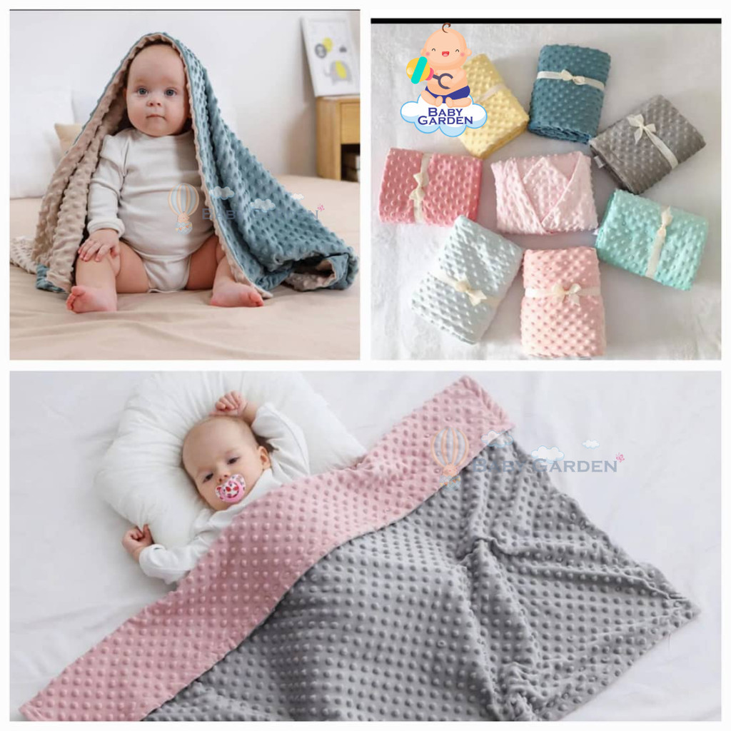 Jual Selimut Anak Bayi Lembut Two Sided Dot Minky Blanket Baby Blanket ...