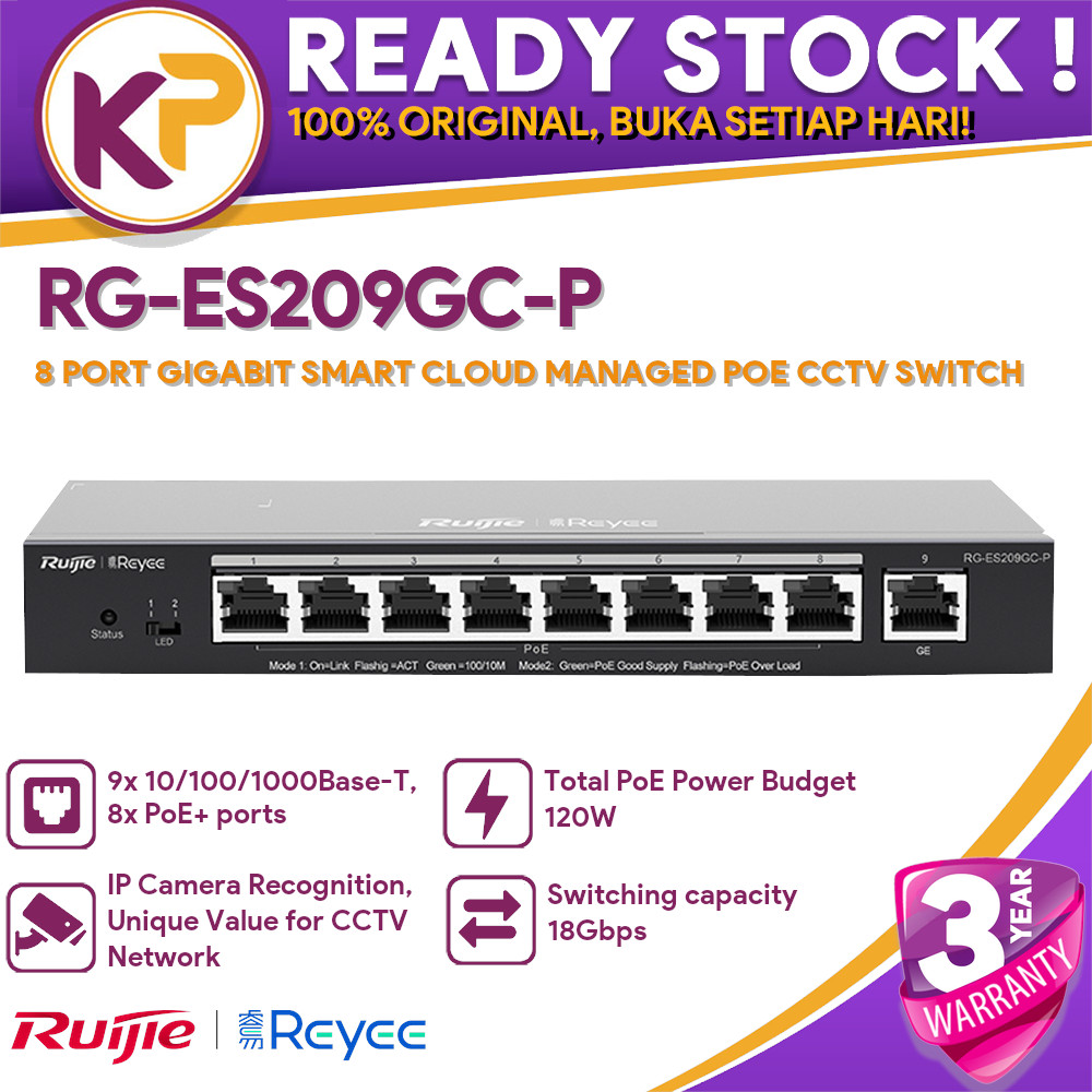 Jual RUIJIE REYEE RG-ES209GC-P 8 PORT GIGABIT SMART CLOUD MANAGED 120W ...