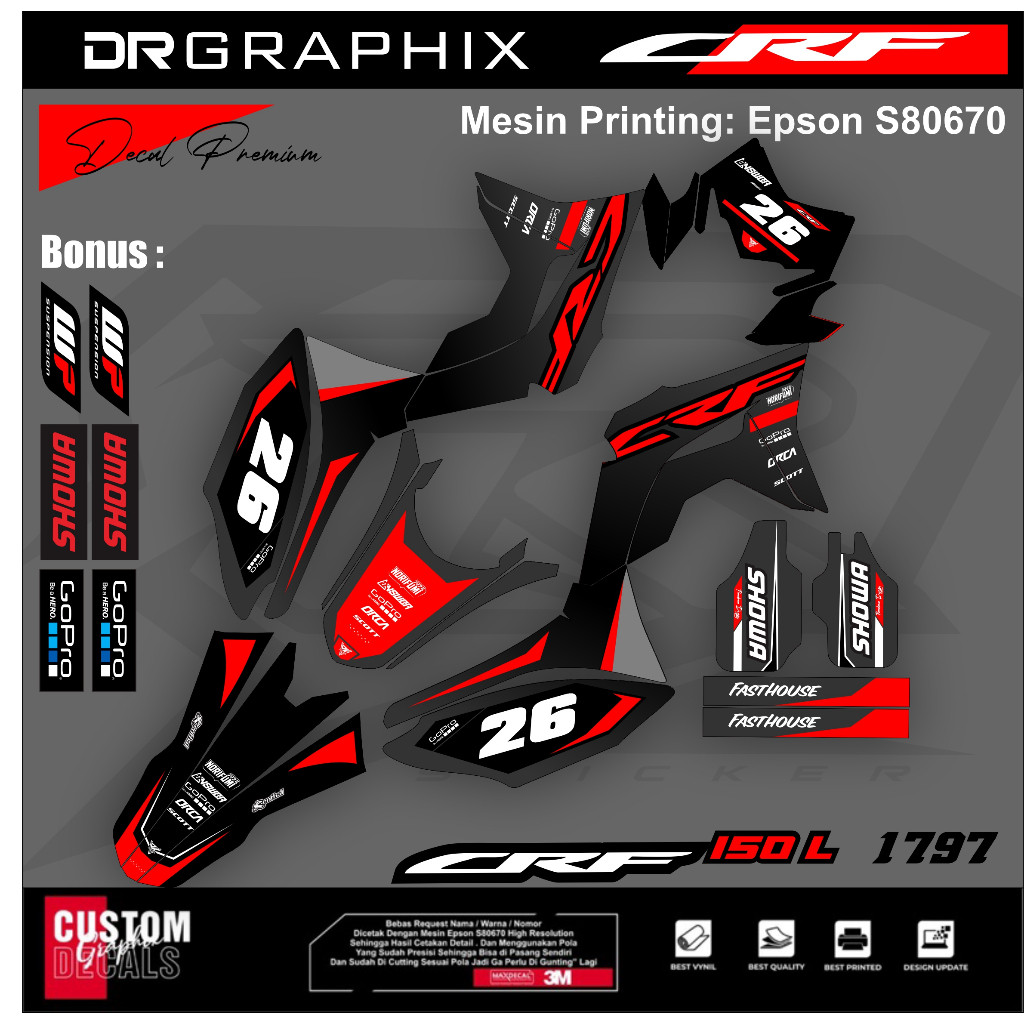 Jual Stiker decal crf 150 l full body aksesoris crf desain fast house decal crf 150 l full body ...