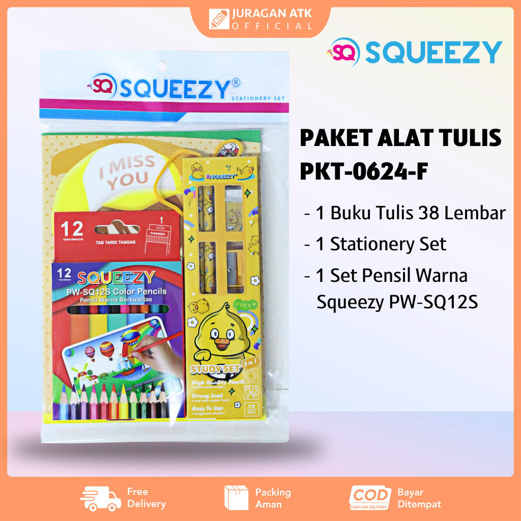 Jual Paket Alat tulis Lengkap Stationery Set Squeezy PKT-0624 | Shopee ...