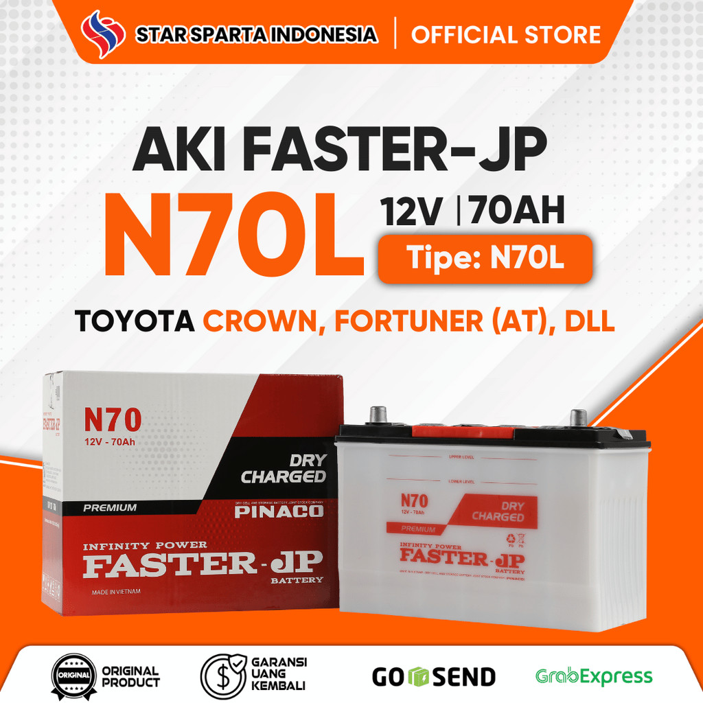 Jual Faster JP - Aki N70L 12V 70Ah untuk Toyota Crown, Fortuner (AT) | Shopee Indonesia