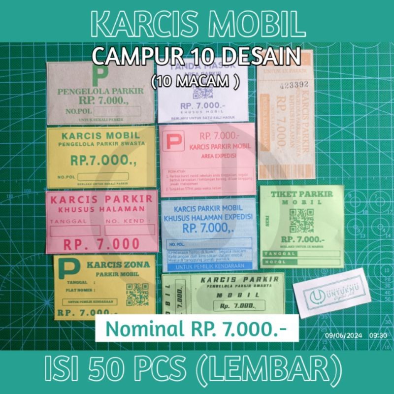 Jual Karcis parkir Mobil Campur 10 Desain | Shopee Indonesia