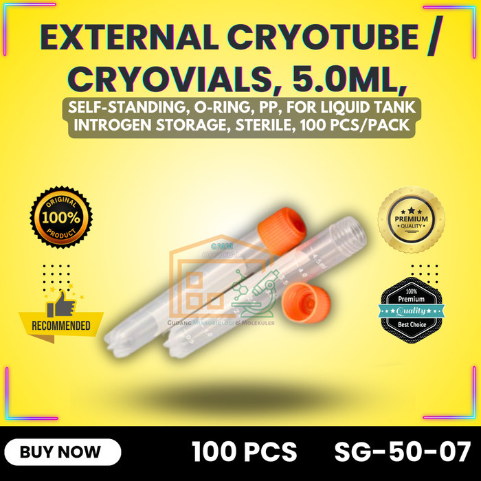 Jual External Cryotube / Cryovials, 5.0ml, Self-Standing, O-ring, PP, for liquid tank introgen ...