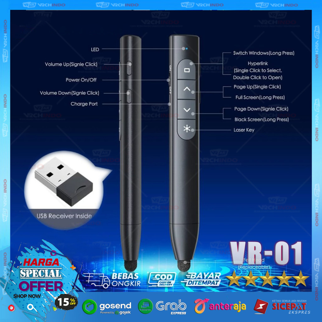 Jual Laser Pointer Wireless Presenter Rechargeable + Touch Screen Pen ...