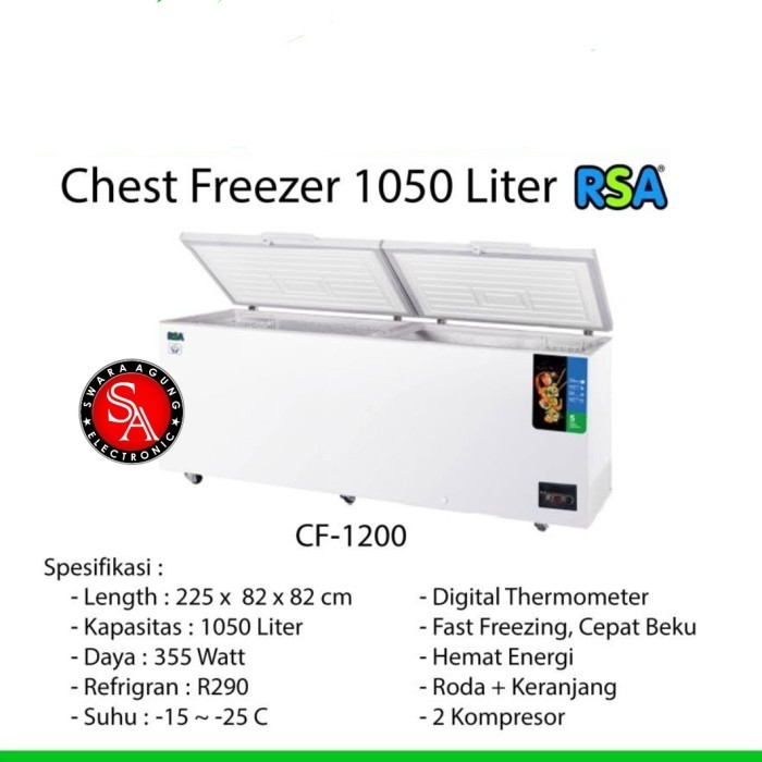 Jual Chest Freezer 1050 Liter RSA Type:CF-1200 (Khusus Daerah Medan ...