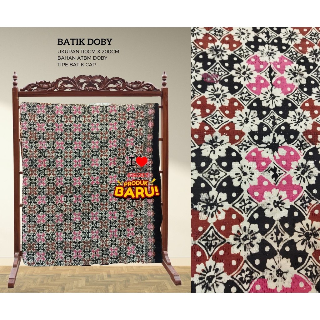 Jual DOBY PASTEL PARANG MOTIF 24 DOBI DOBBY BAHAN KAIN BATIK HITAM ...