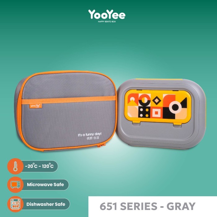 Jual Yooyee 651 Kotak Makan Stainless 3 sekat dengan tas dan alat makan - Abu-abu | Shopee Indonesia