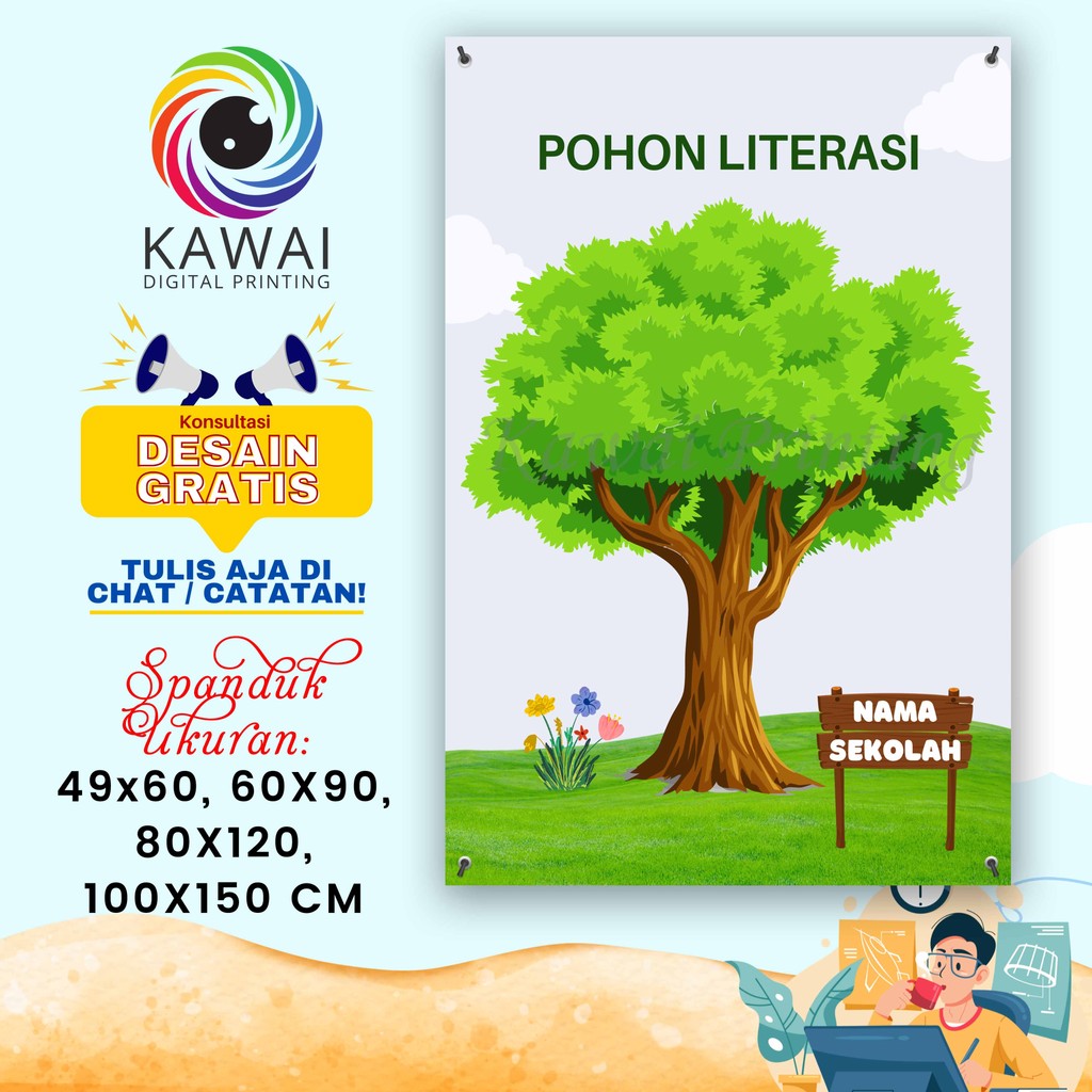 Jual SPANDUK / BANNER Pohon Literasi Pohon Cita-Cita Taman Indah ...