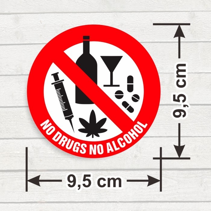 Jual Stiker Sign Bundar No Drugs No Alcohol Sticker Vinyl Anti Air ...