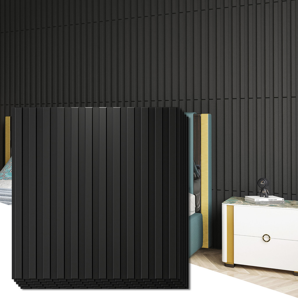 Jual Art3d 12PCS Slat Wall Panel, 3D Fluted Textured 50x50cm Black Home ...