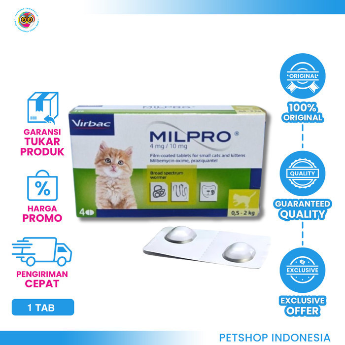 Jual Virbac Milpro Cat Tablet Obat Anti Cacing Untuk Anak Kucing 1 ...