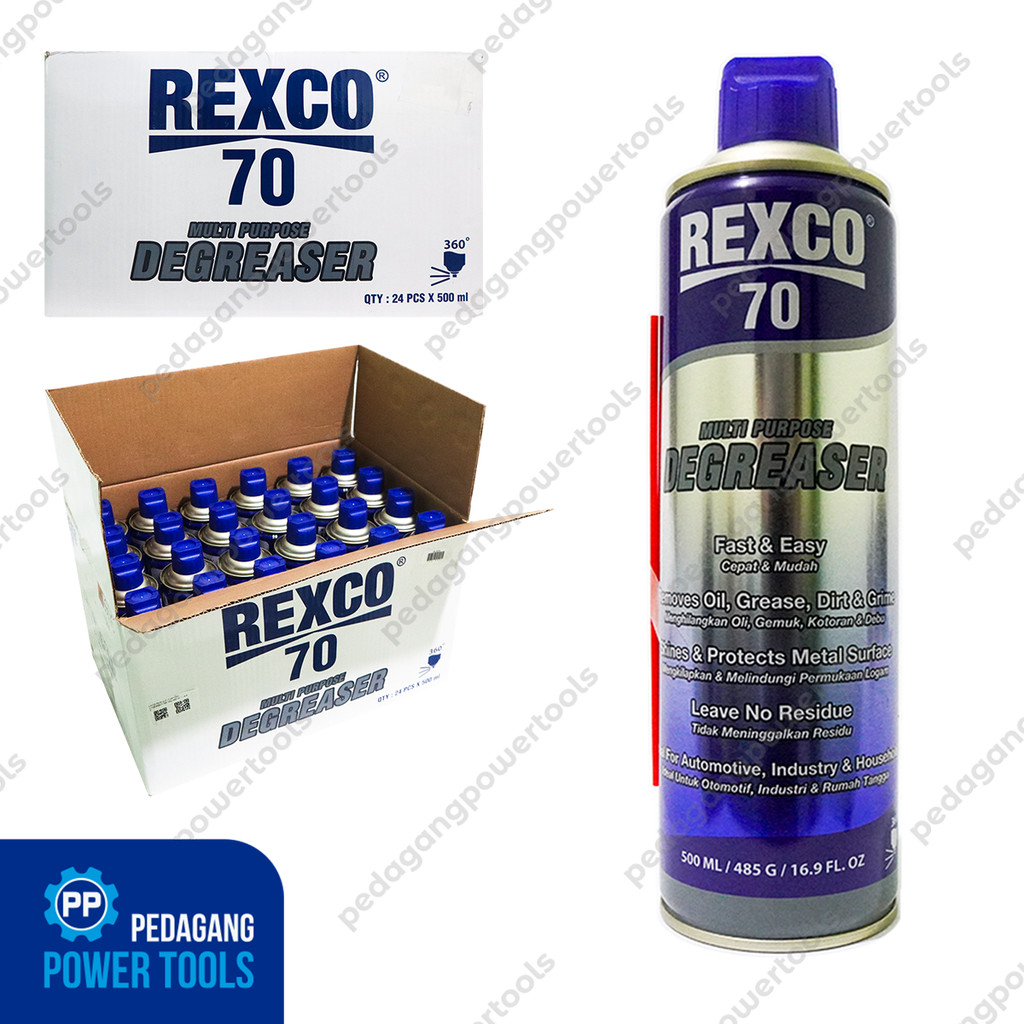 Jual REXCO 70 500 ml 1 Dus 24 pcs Multi Purpose Degreaser Pembersih Oli Gemuk Kerak Kotoran ...