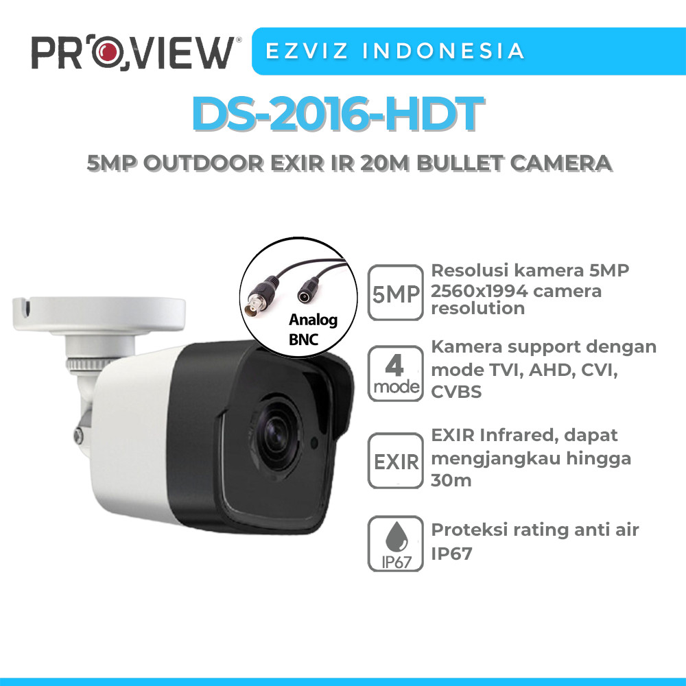 Jual PROVIEW DS-2016-HDT 5MP OUTDOOR EXIR IR 20M BULLET ANALOG HDTVI ...