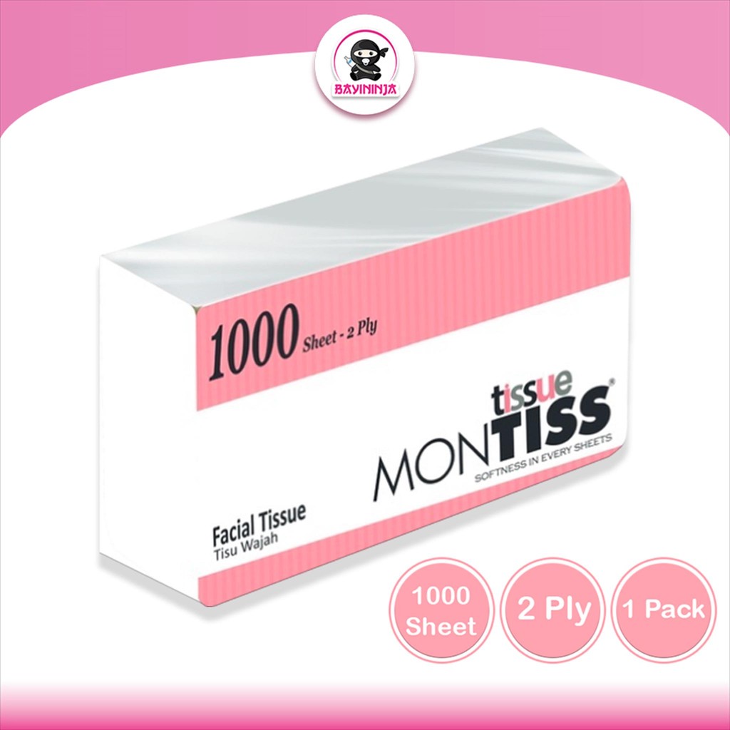 Jual Montiss Facial Tissue Wajah 1000 Sheet 2 ply | Shopee Indonesia