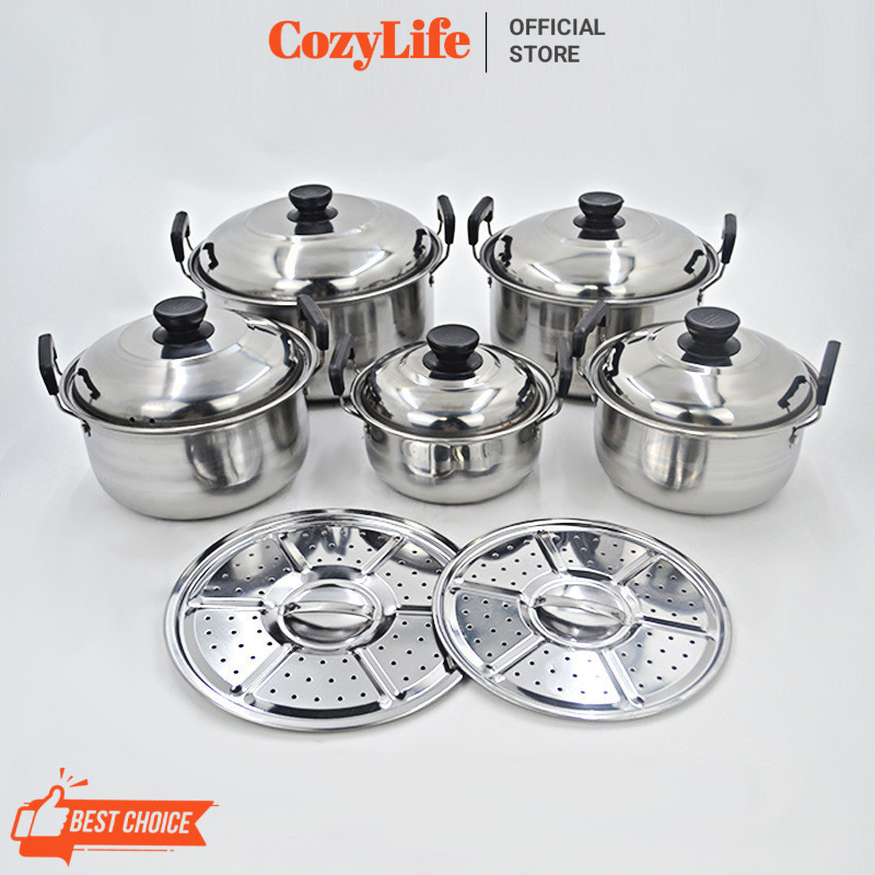 Jual COZYLIFE Panci set 12in1 kingko 555 stainless isi 5 set + steamer ...