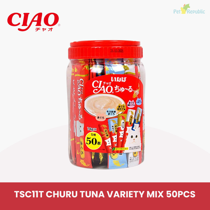 Jual ZD Snack Kucing CIAO TSC11T Liquid Churu Tuna Variety Mix 50pcs | Shopee Indonesia
