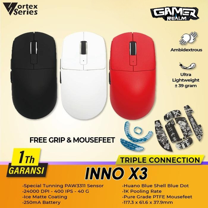 Jual VortexSeries INNO X3 Ultra Light Wireless Three Mode Gaming Mouse ...