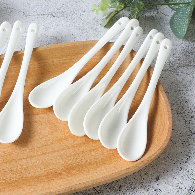 Jual 5PCS Porcelain Spoons Mini Kit en Ceramic Tea Coffee Sugar Dessert ...
