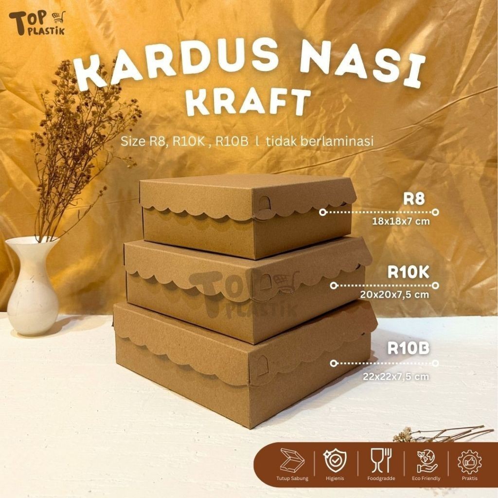 Jual KARDUS NASI KOTAK COKLAT KRAFT RENDA R8 R10K R10B / Box Kotak Kue ...