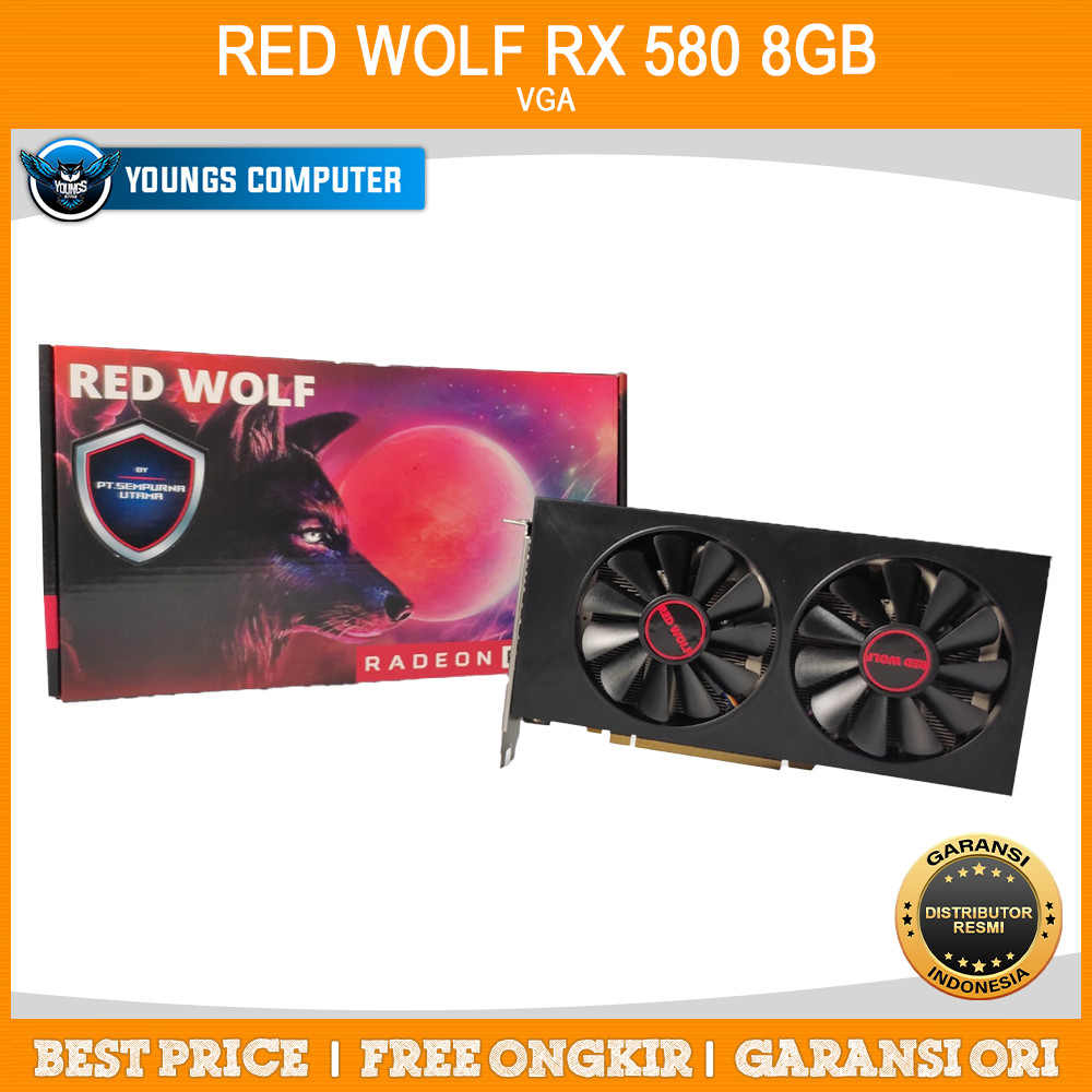 Jual RED WOLF RX 580 8GB DDR5 2 Fan Back Plate VGA AMD RADEON RX580 ...