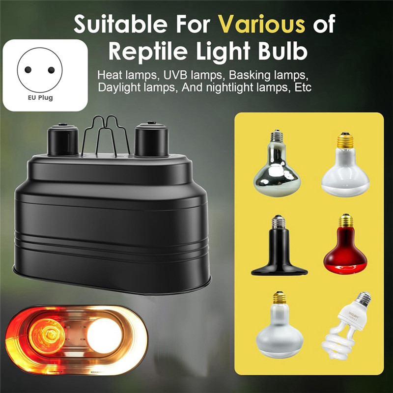 Jual ABVG-Dual Reptile Light Fixture, Max 160W Each Reptile Heat Lamp ...