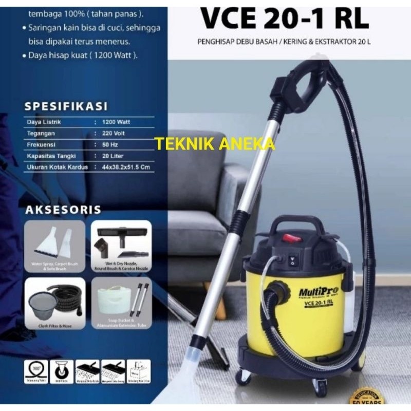 Jual MULTIPRO VCE20-1RL VACUUM CLEANER WET DRY BLOWER EXTRACTOR BASAH ...