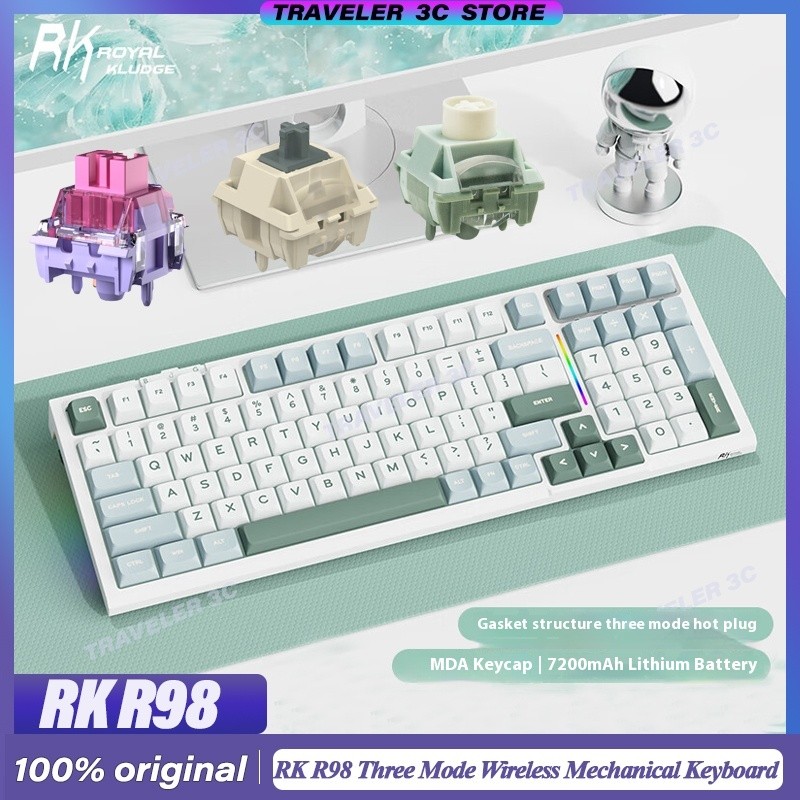 Jual RK R98 Three Mode Wireless Mechanical Keyboard 98% Layout Hot Swap ...