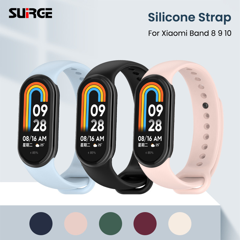 Jual SUIRGE Soft Silicone Strap for Xiaomi Mi Band 8 9 10 Breathable ...
