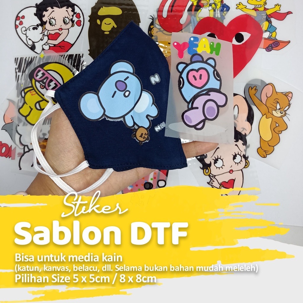 Jual CUSTOM SABLON DTF / STIKER SABLON DTF KARAKTER / LOGO BEBAS DESAIN ...
