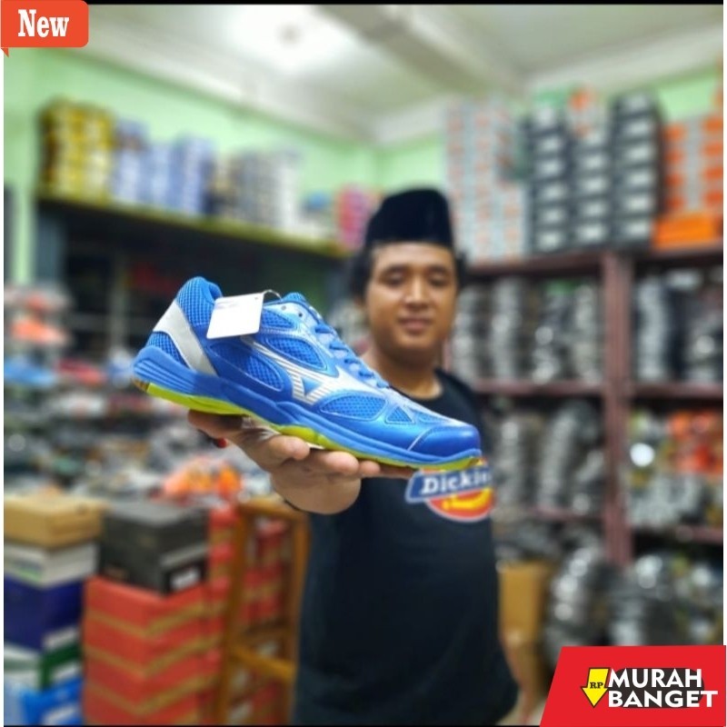 Jual sepatu shopee haul SEPATU MIZUNO BIRU BLASTER BATMINTON PRIA ...