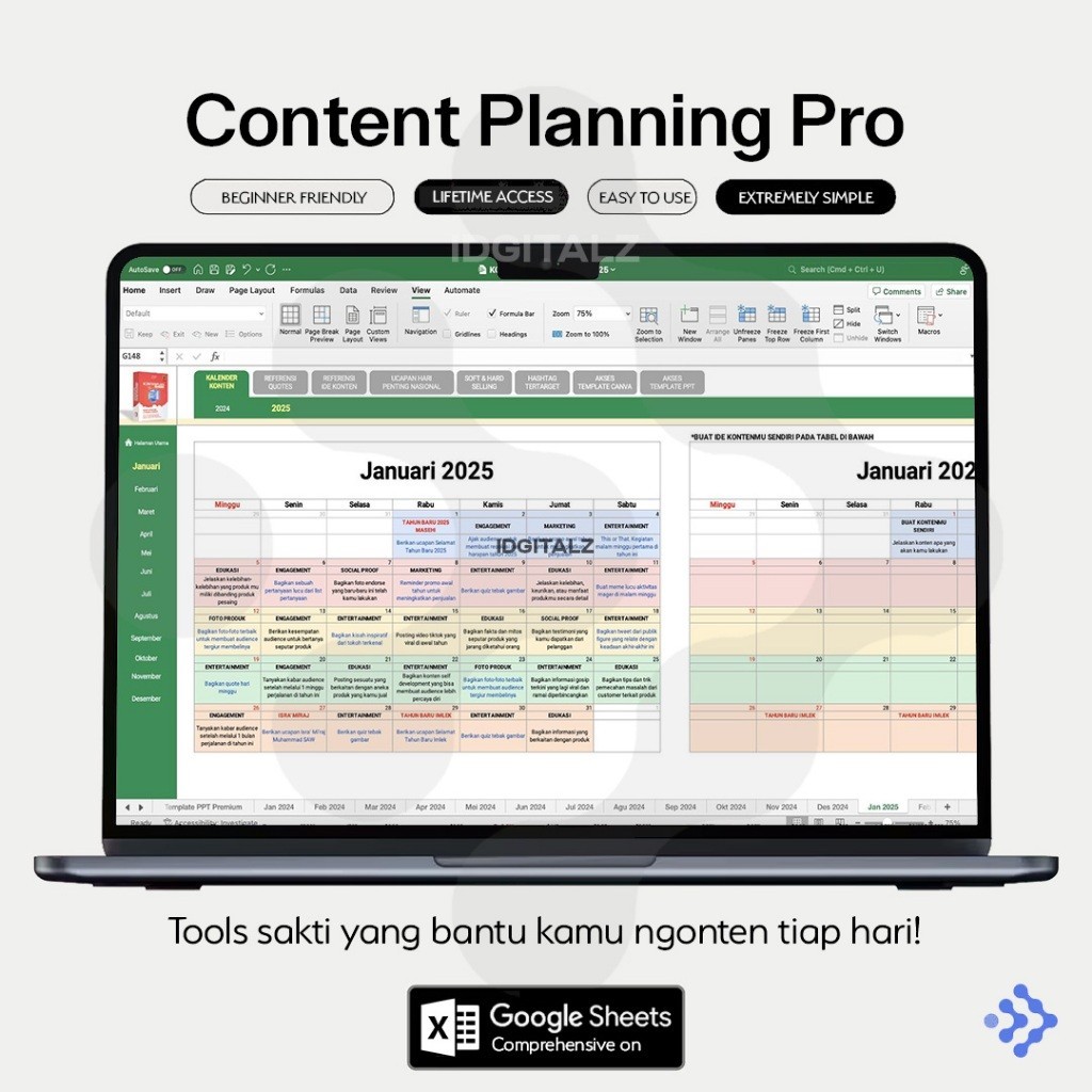 Jual [T093] Content Planning Pro Template Google Sheet Spreadsheet ...