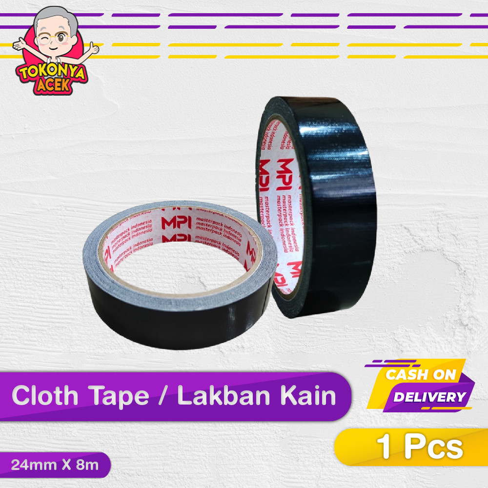 Jual Lakbain Kain Hitam 24mm x 8 Meter MPI - Cloth Tape Hitam 1" INCH ...