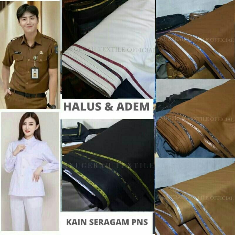 Jual Kain pemda khaki hitam putih super premium wool and silk bahan seragam pdh pns semiwool ...