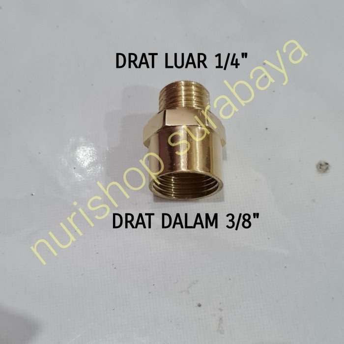 Jual Neple sok drat luar dalam 1/4 x 3/8 / shock drat luar dalam 1/4 x ...