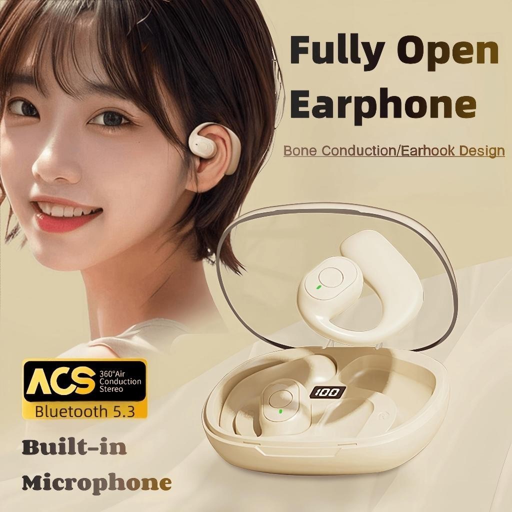 Jual Earphone bluetooth TWS F60 Headset Bluetooth Nirkabel Bluetooth v5.3 Konduksi Tulang ...