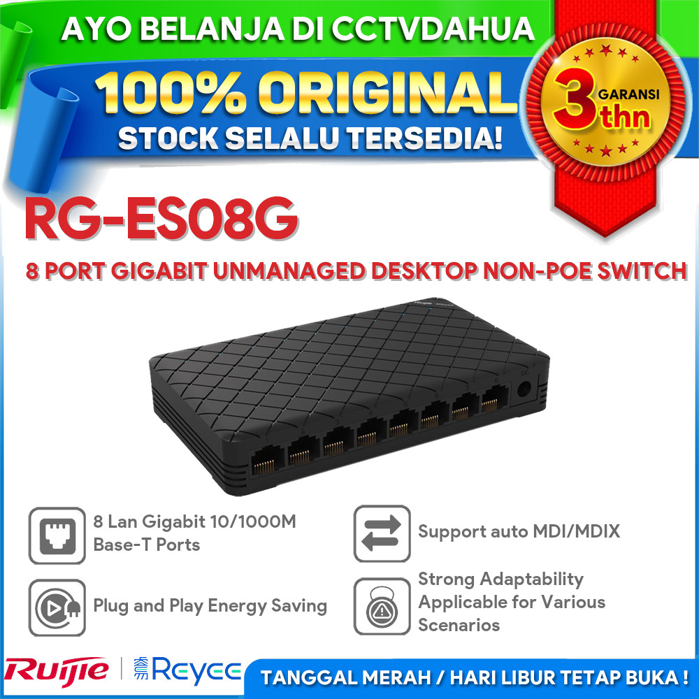 Jual RUIJIE REYEE RG-ES08G 8 PORT GIGABIT UNMANAGED DESKTOP NON-POE ...