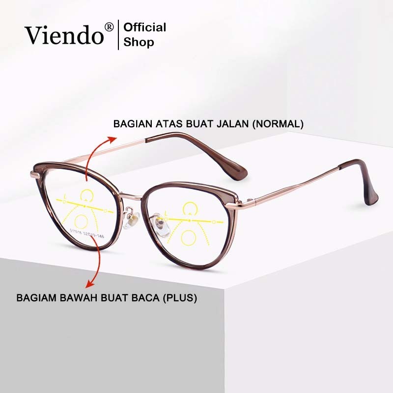 Jual Viendo Kacamata Progresif Baca Jalan Plus Wanita Cat Eye Anti ...