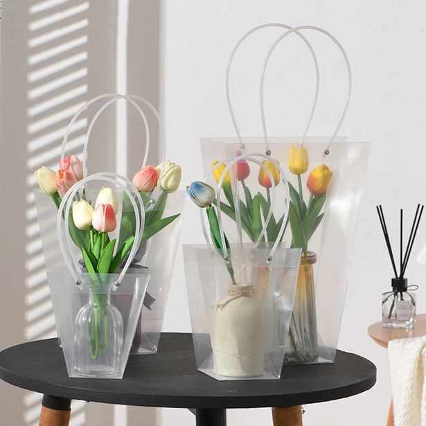 Jual Kantong Buket Bunga Plastik Bouquet Mika Jinjing Tote Bag Bening ...