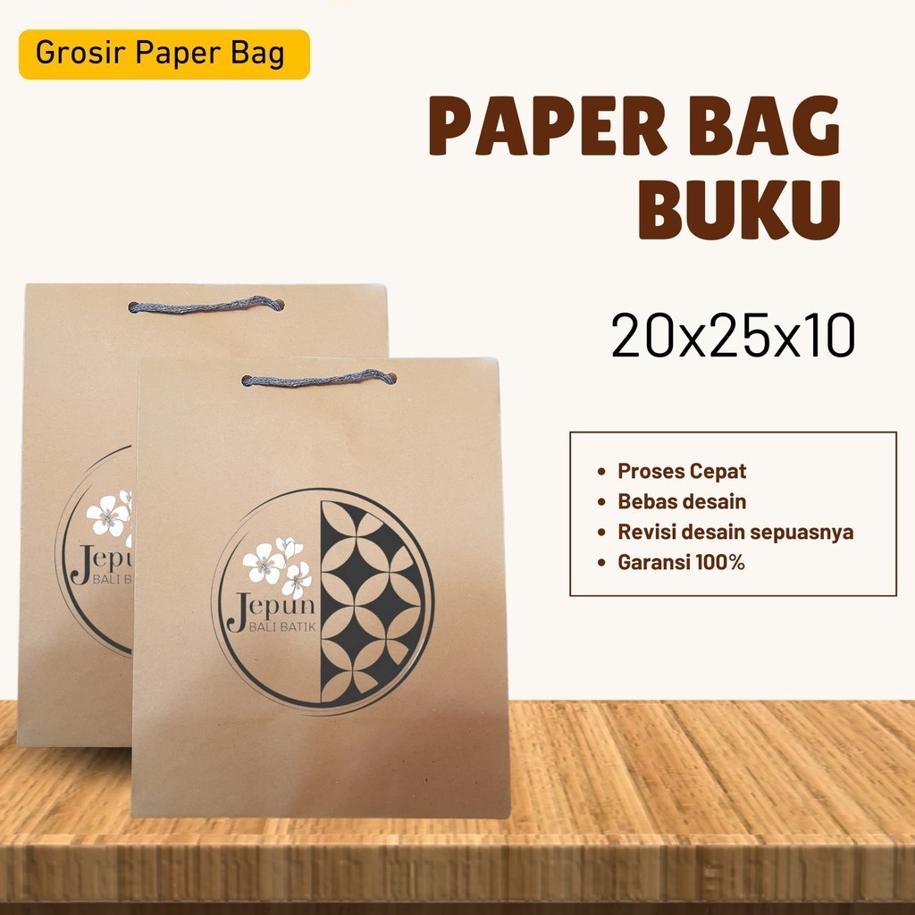 Jual [ECER] PAPER BAG CUSTOM SABLON BUKU / 20 X 25 X 10 / TAS KERTAS ...