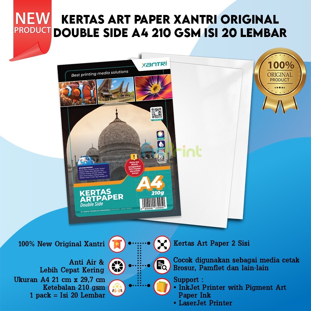 Jual Kertas Art Paper Xantri Double Side A4 210gsm isi 20Lmbr, Kertas ...