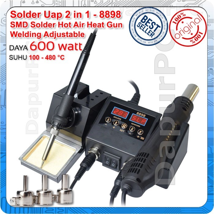 Jual Mesin 8898 Solder Uap 2 in 1 Hot Blower dan Solder Adjustable 600W ...